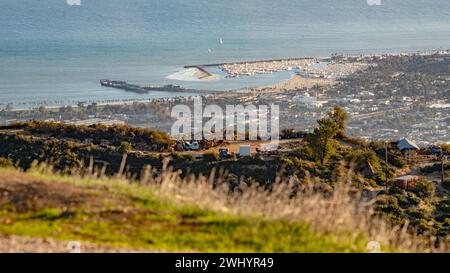 Aerial, Santa Barbara Harbor, Stearns Wharf, Downtown Santa Barbara ...