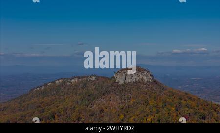 Aerial view Pilot Mountain in the U.S. state of North Carolina Stock ...