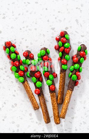 Chocolate-covered pretzel rods Stock Photo - Alamy