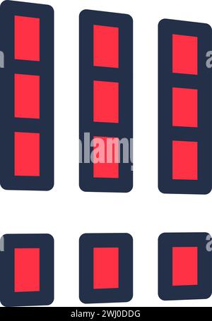 Mosaic alert icon with exclamation point in pixel art with red color ...
