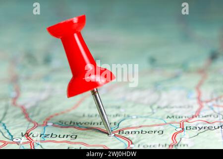 Bamberg, Germany pin on map Stock Photo - Alamy
