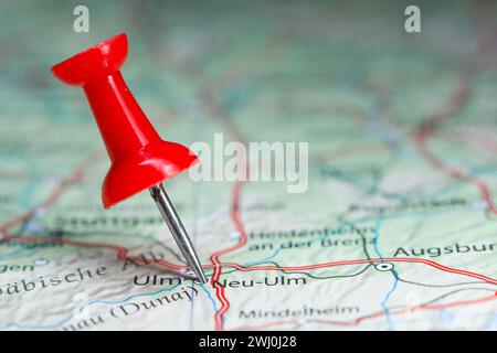 Neu Ulm, Germany pin on map Stock Photo - Alamy