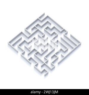 White labyrinth Side view with shadows 3D rendering illustration ...
