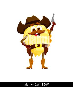 Cartoon Italian pasta cowboy and sheriff, bandit and robber, ranger and ...