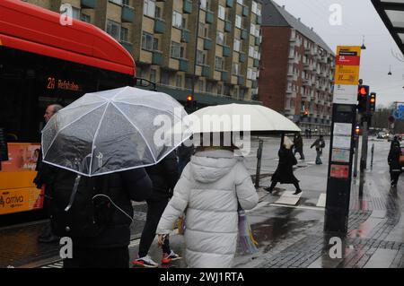 Kastrup/Copenhgen/ Denmark /12 February 2024/Danish weather rain fall ...