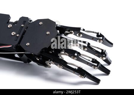 Real robot hand against white background. Concepts of AI development ...