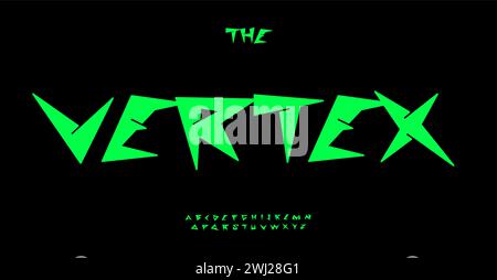 Modern sharp decorative sans serif alphabet display font vector ...