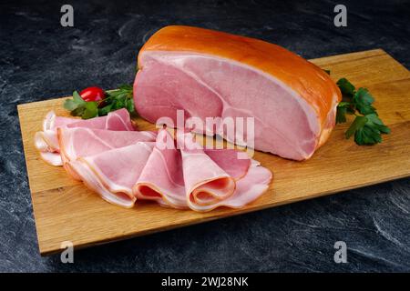 Traditional South Tyrolean farmer's ham sliced and in one piece offered ...