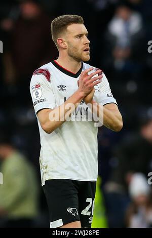 Derby County's Callum Elder applauds the fans following the Sky Bet ...
