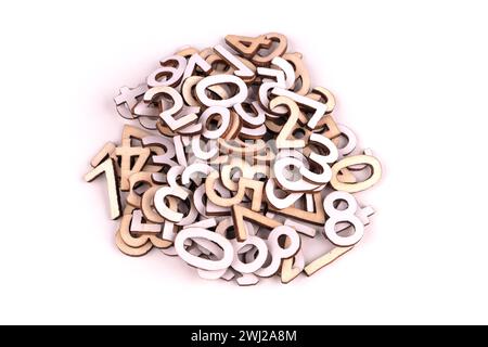 a collection of individual numbers lying isolated on a white background ...