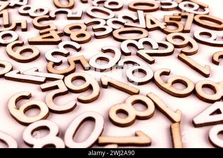 a collection of individual numbers lying isolated on a white background ...