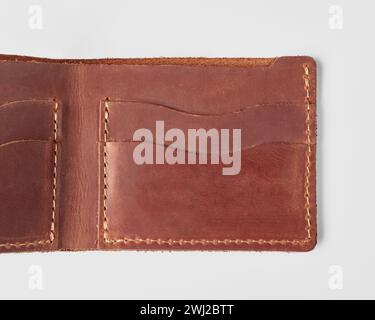 Organizer wallet made of brown Genuine leather, handmade on a dark ...