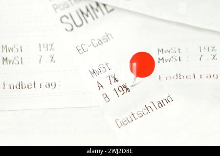 German cash sales receipts. financial Invoice with vat tax value. from ...