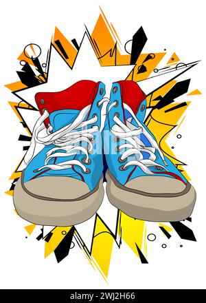 Cartoon Shoe, comic book Sports Clothing Retro vector comics pop art ...