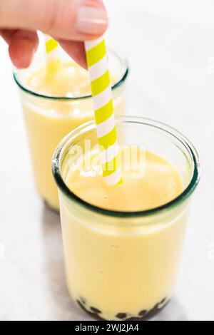 Mango boba smoothie Stock Photo - Alamy