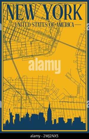 Road network poster of the downtown NEW YORK CITY, UNITED STATES OF ...