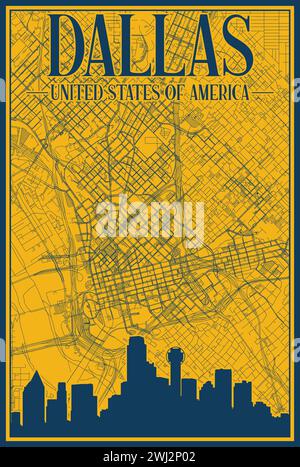 Road network poster of the downtown DALLAS, UNITED STATES OF AMERICA ...