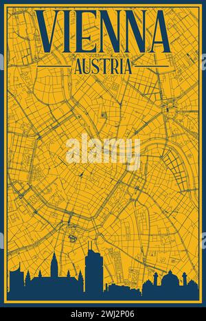 Austria poster in retro style. Map of the country with regions in ...