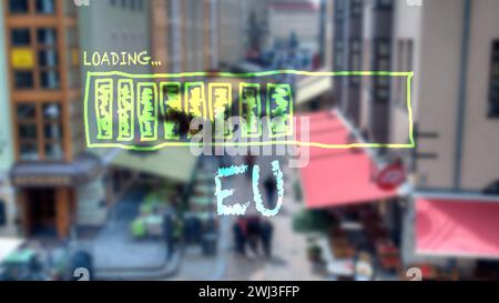 Signposts the direct way to european union Stock Photo - Alamy