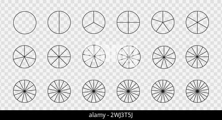 Circle divides into slices from 1 to 12. Donut or pie chart templates ...