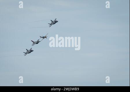 The 187th Fighter Wing conducts a flyover as part of a ceremony to ...