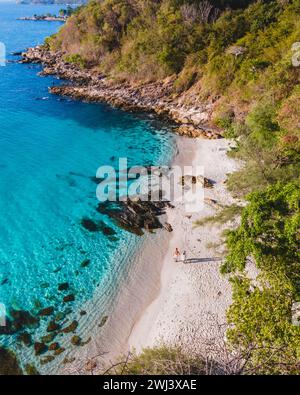 Koh Samet Island, aerial drone view from above the turqouse colored ...