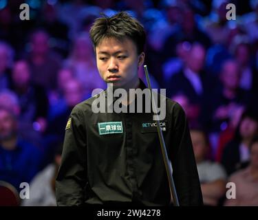 Jiang Jun, during the 2024 BetVictor Welsh Open at Venue Cymru ...