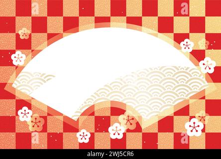 Japanese Vintage Style Vector Fan Shape Frame With A Decorative ...
