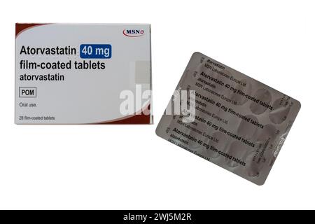 Packet of Atorvastatin film-coated tablets statins pack 40 mg with ...