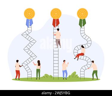 Easy and difficult career challenge, find choice for growth. Tiny ...