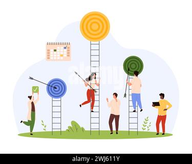 Long-term Goals concept. Man at desk visualizing future targets with ...