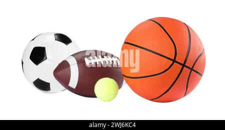 Many different sports balls isolated on white Stock Photo - Alamy