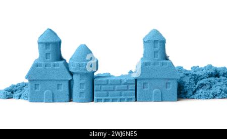 Castle made of blue kinetic sand isolated on white Stock Photo - Alamy