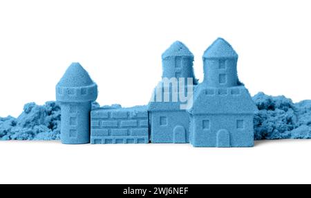 Castle made of blue kinetic sand isolated on white Stock Photo - Alamy