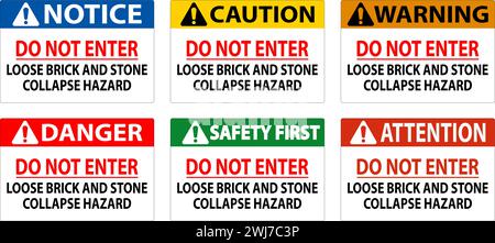 Danger Sign, Do Not Enter, Loose Brick And Stone Collapse Hazard Stock ...