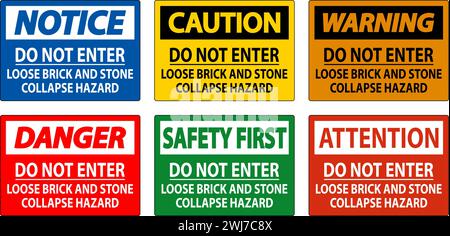 Danger Sign, Do Not Enter, Loose Brick And Stone Collapse Hazard Stock ...