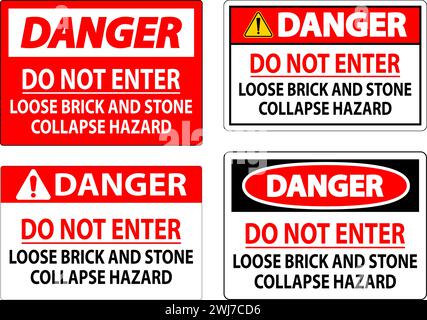 Danger Sign, Do Not Enter, Loose Brick And Stone Collapse Hazard Stock ...