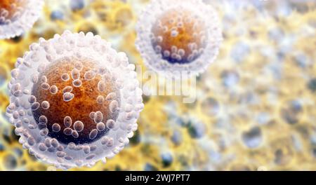Horizontal or vertical banner with pathogenic bacterias and viruses ...