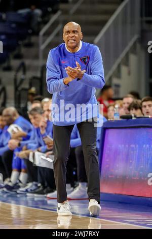 DePaul head coach Tony Stubblefield directs his team during the first ...