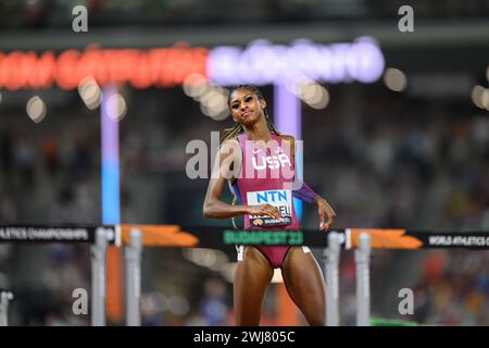 Masai RUSSELL participating in the 100 meters hurdles at the World ...