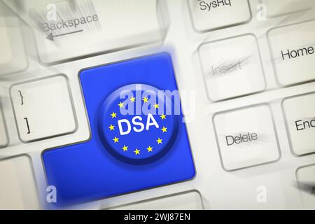 Digital services act (DSA) concept: enter key on computer keyboard with ...
