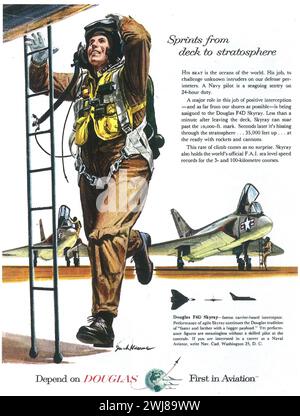 Douglas F4D-1 Skyray, a U.S. Navy jet interceptor, captured in a ...