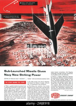 1954 Sperry Gyroscope Company Ad "Pilotless jets penetrate atomic cloud ...