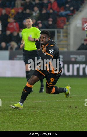 Noah Ohio of Hull City celebrates his goal to make it 1-0 during the ...