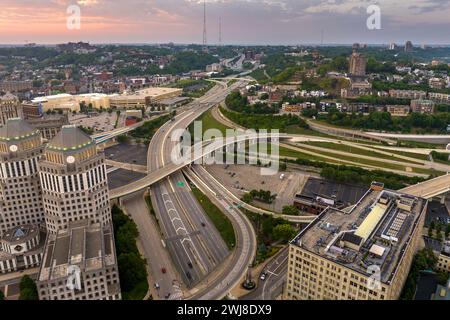 View of Cincinnati skyline from Over The Rhine district Stock Photo - Alamy