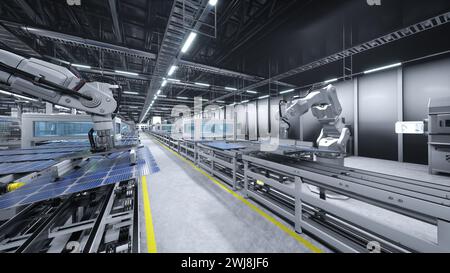 Automatized robotic arms in cutting edge solar panel warehouse handling ...