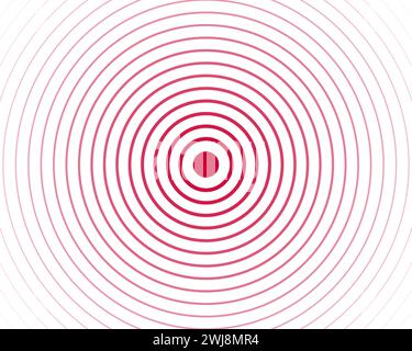 Red concentric ripple circles. Sonar or sound wave rings. Epicentre ...