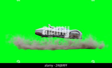 Futuristic flying car, taxi. Green screen isolate. 3d rendering Stock ...