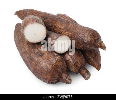 Whole and cut cassava roots isolated on white Stock Photo - Alamy