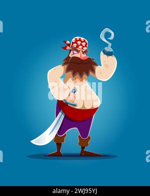 Cartoon pirate and corsair boatswain character. Isolated vector ...